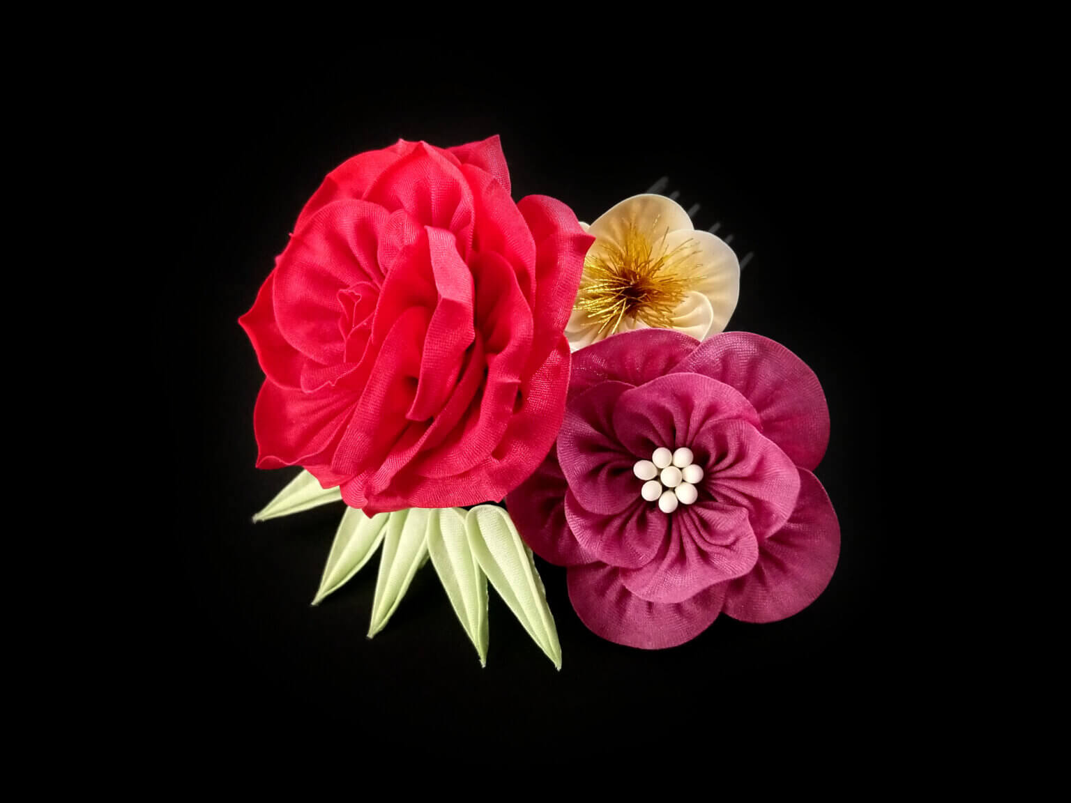 Festive Crimson Rose Headpiece