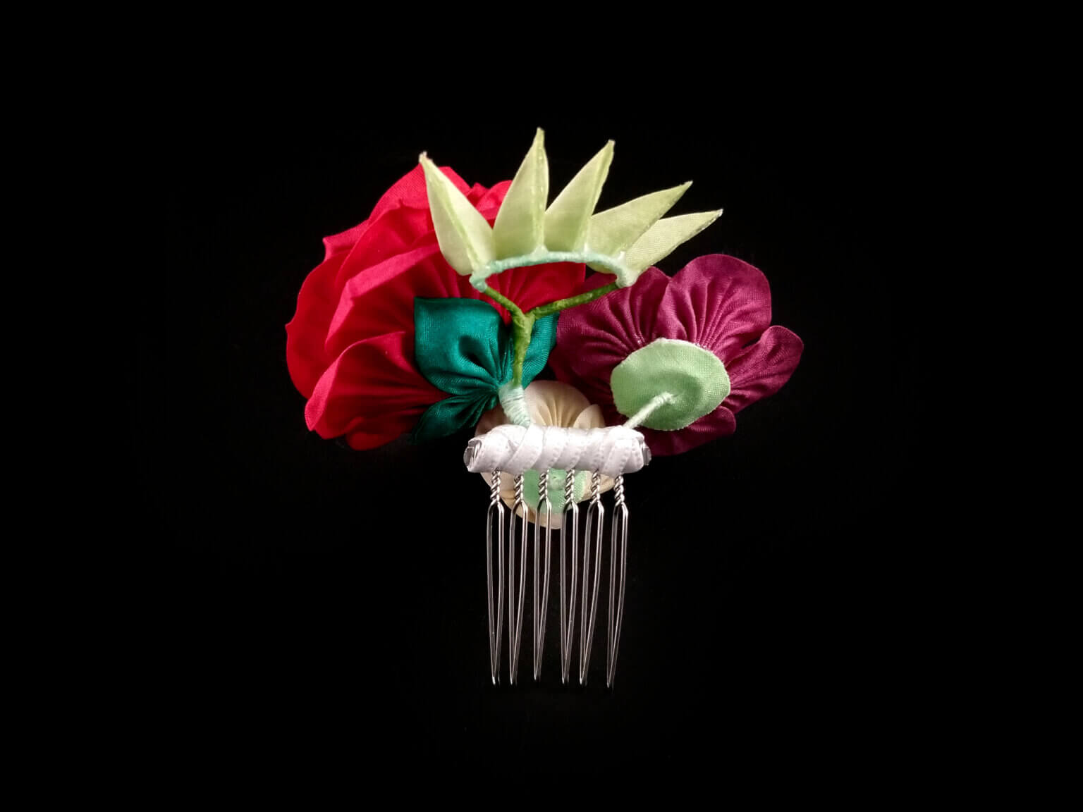 Festive Crimson Rose Headpiece