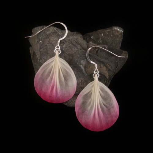 Tsumami-Zaiku Rose Petal Dangle Earrings